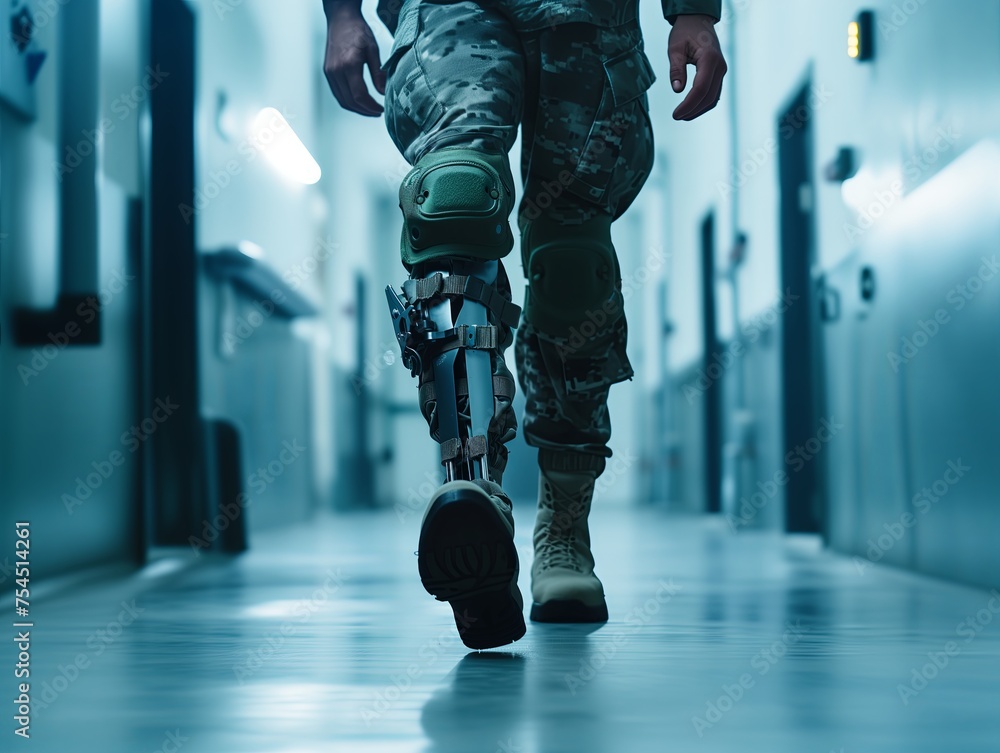prosthetic leg for military and soldiers in the army. Recovery in a ...