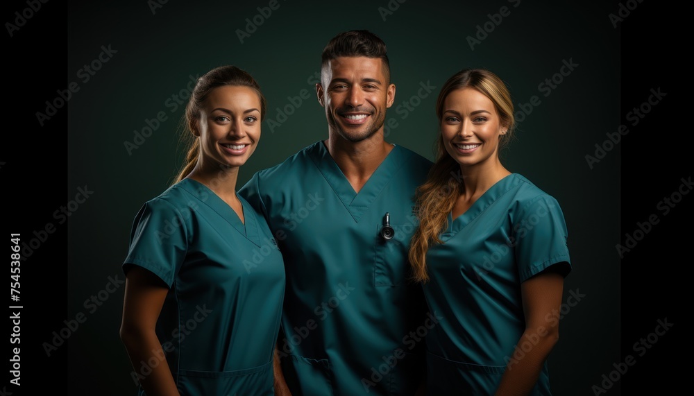 Professional Nurses and Administrators Group Portrait. Diverse ...