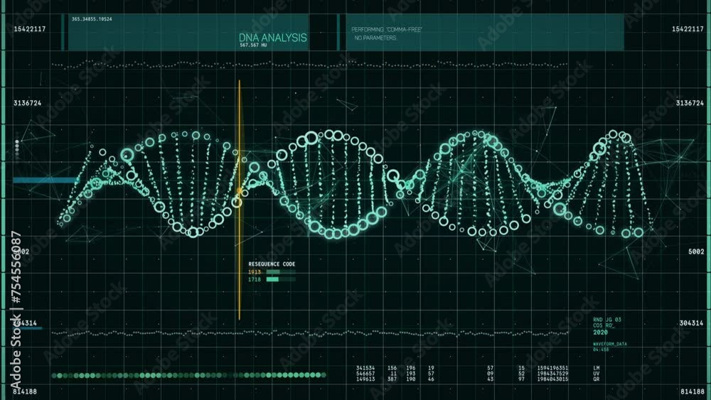 Innovative Scientific Research Interface Scans Spiral Dna Strand For ...