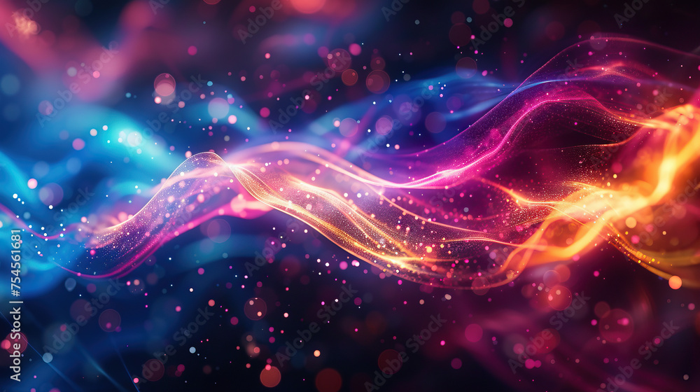 colorful neon light logo , Mockup for your logo. Futuristic smoke ...