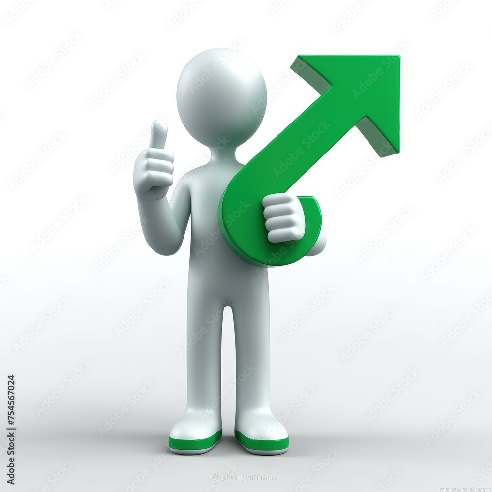 3d man is green tick symbol, signifying completion and success, in a ...