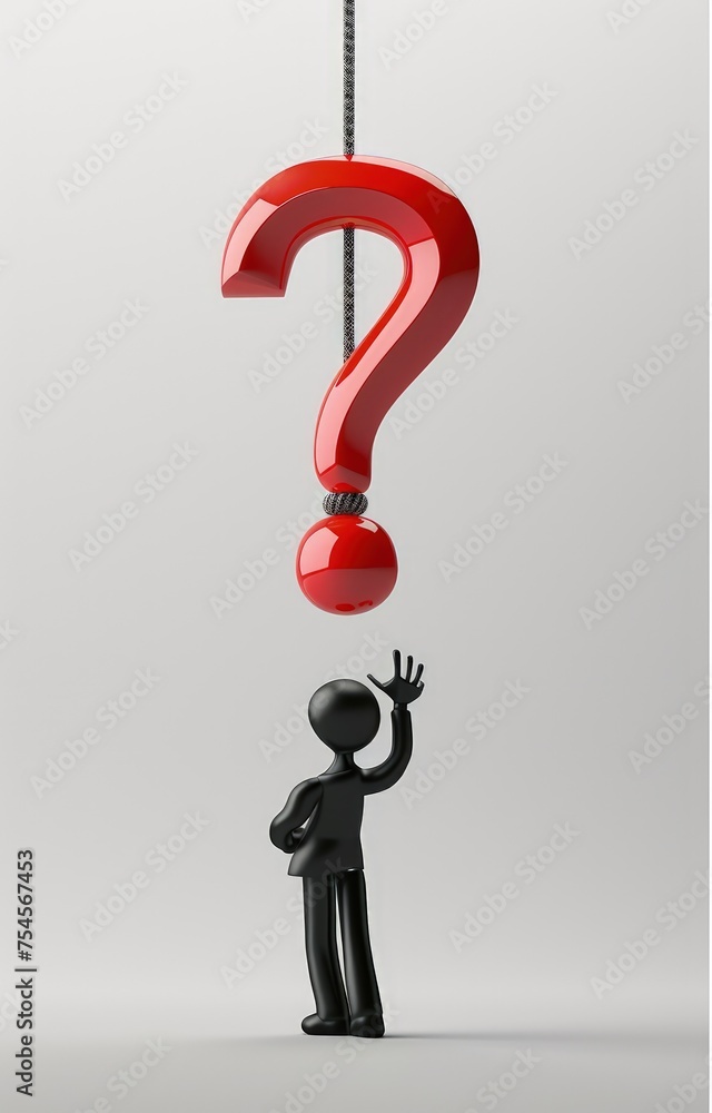 3d character: an inquisitive figure adorned with a dynamic question ...