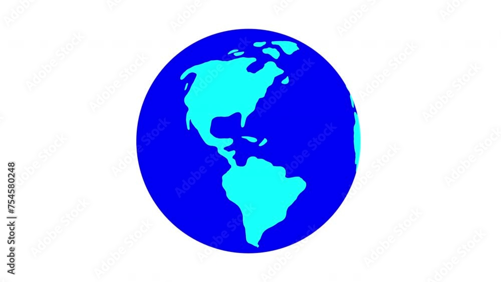 Flat design of spinning Earth isolated on white background. Planet ...