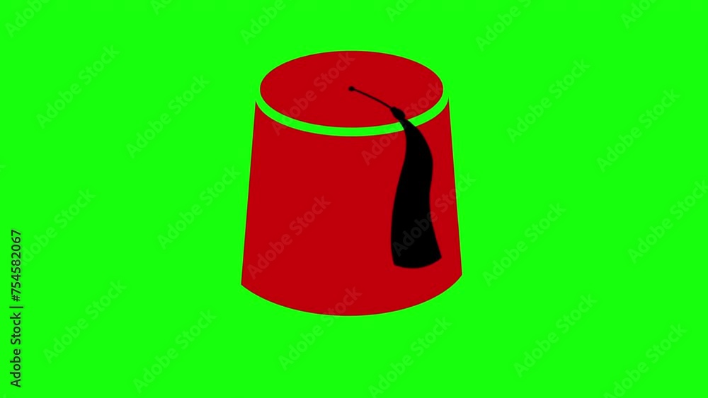 Motion Animated Red Turkish hat fez and black Tassel Illustration ...