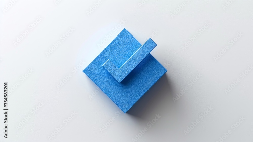 Blue checkmark on textured square base. Blue voting tick. Checkbox ...