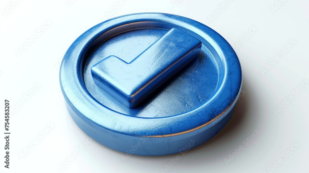 Blue checkmark centered on a circular disk, white background. Blue ...