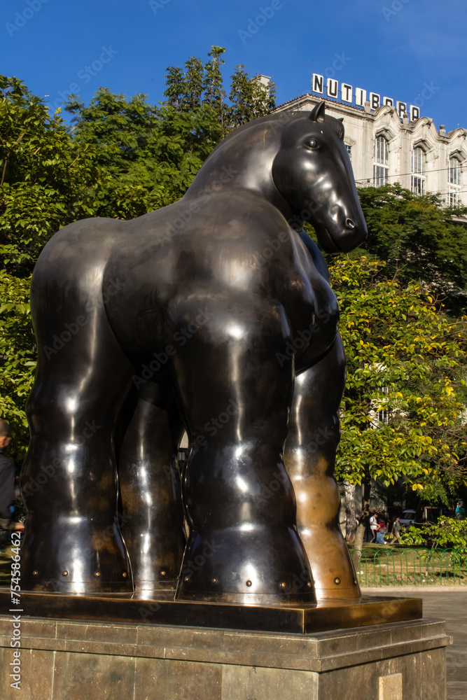 MEDELLIN, COLOMBIA - JANUARY 17, 2024: Horse. Bronze sculptures by the ...