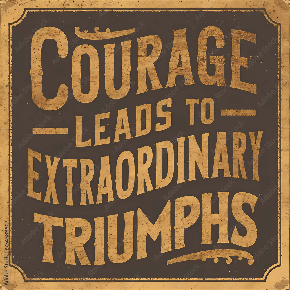 A vintage tin poster featuring the phrase 'Courage leads to ...