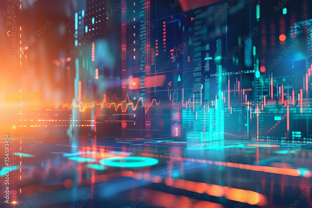 Innovative financial technology background with futuristic digital ...