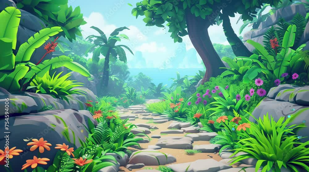 Ascension Trail: Rocky Pathway Leading to Hilltop Forest Seamless ...