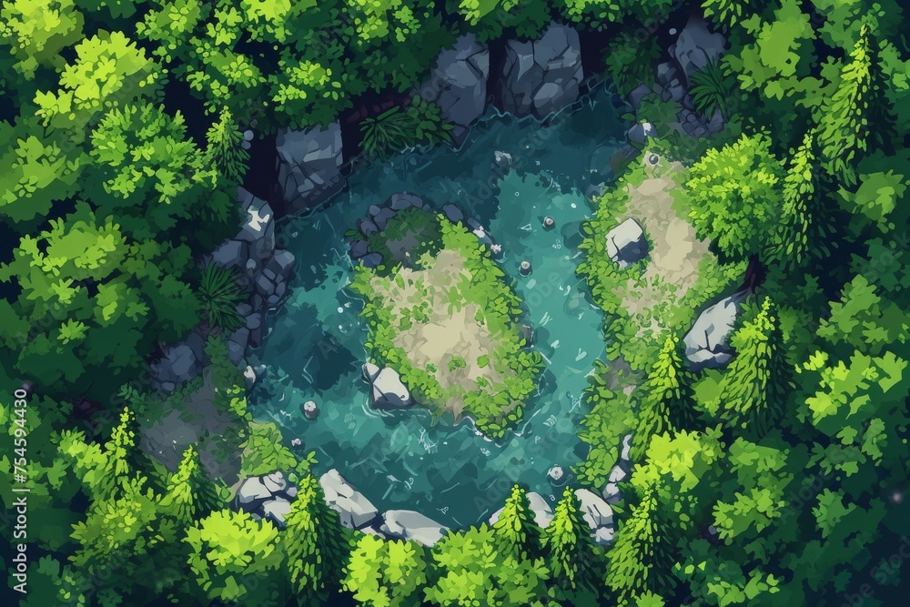 pixel map forest in the game. Pixelated forest for game map. pixelated ...