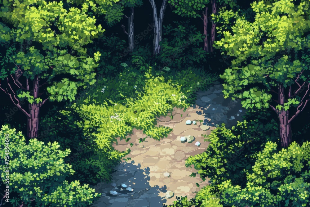 pixel map forest in the game. Pixelated forest for game map. pixelated ...