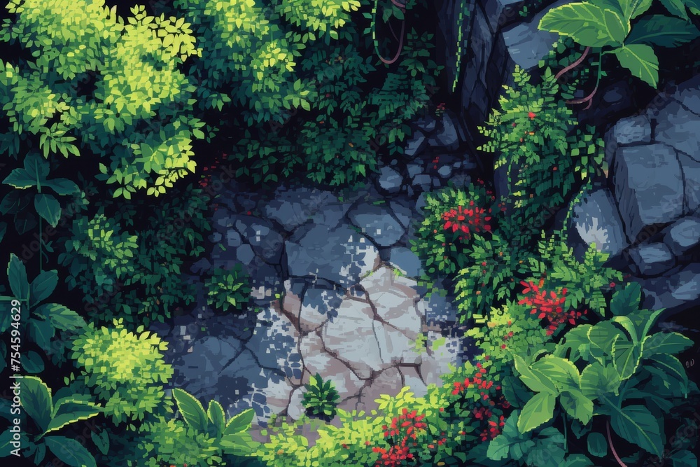 pixel map forest in the game. Pixelated forest for game map. pixelated ...