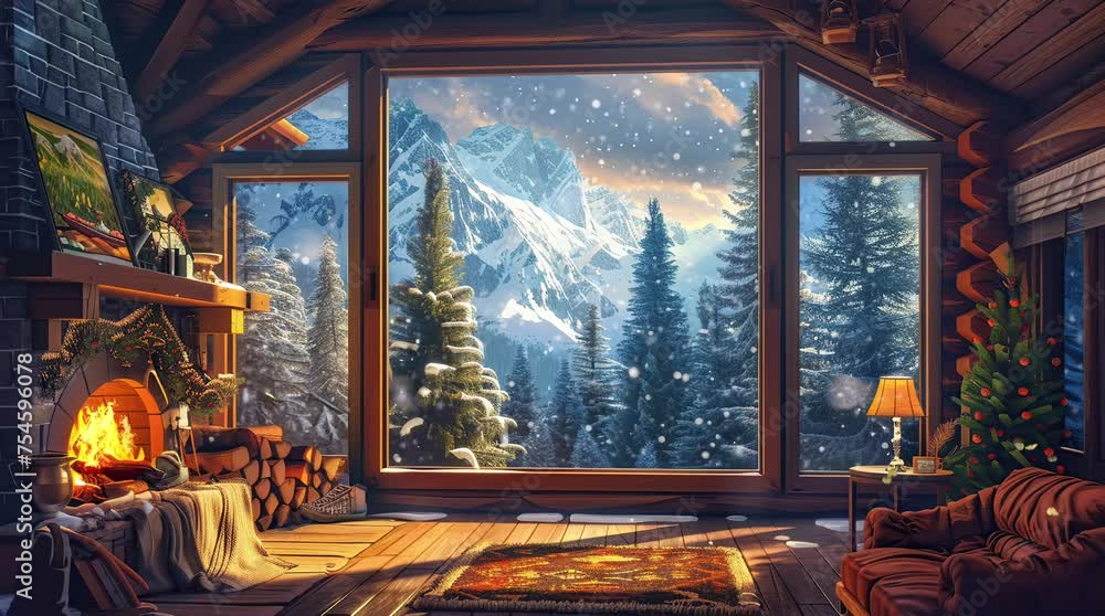 Elegant castle room with a luxurious sofa, grand fireplace, and ...