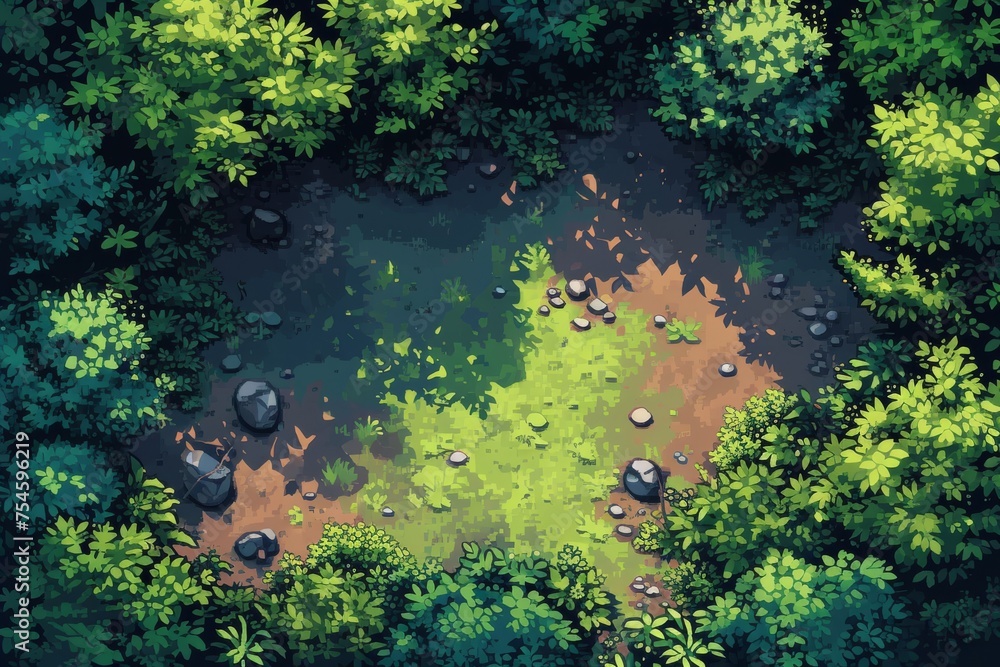 pixel map forest in the game. Pixelated forest for game map. pixelated ...