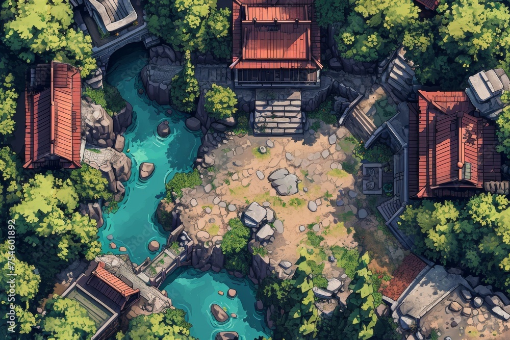 Pixelated village for game map. pixel map in the game. pixelated ...