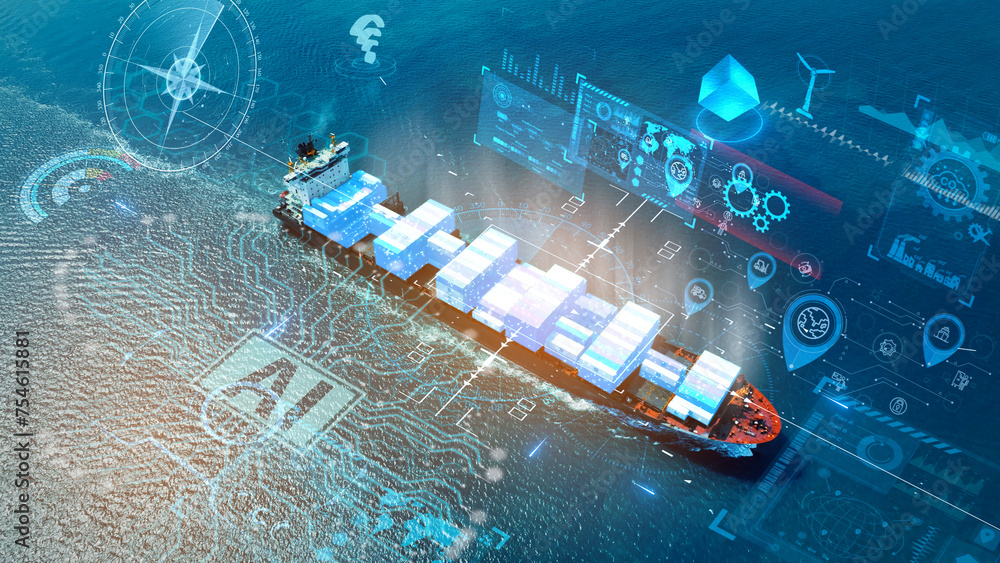 AI technology. Global Logistics international delivery concept, World ...