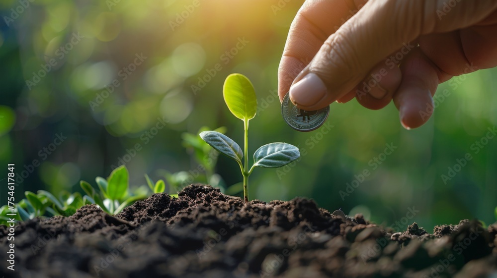 Hand planting coin seedling concept eco investment - The concept of eco ... Hand planting coin seedling concept eco investment - The concept of eco ...