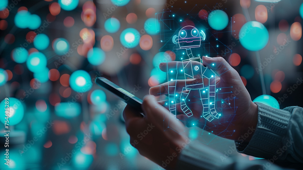 Digital chatbot, chat GPT, robot application, conversation assistant, AI Artificial Intelligence ...