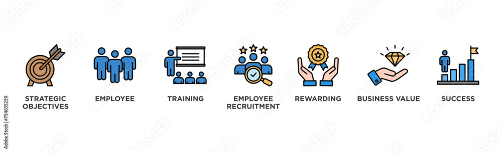 HRM banner web icon illustration concept of human resource management ...