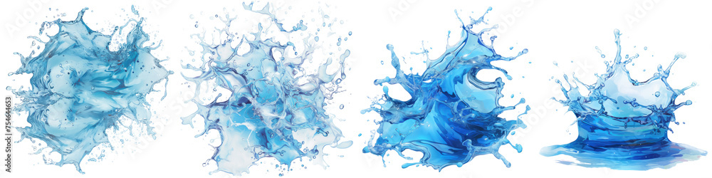 Water splash cartoon anime style, cute clipart, isolated on white ...