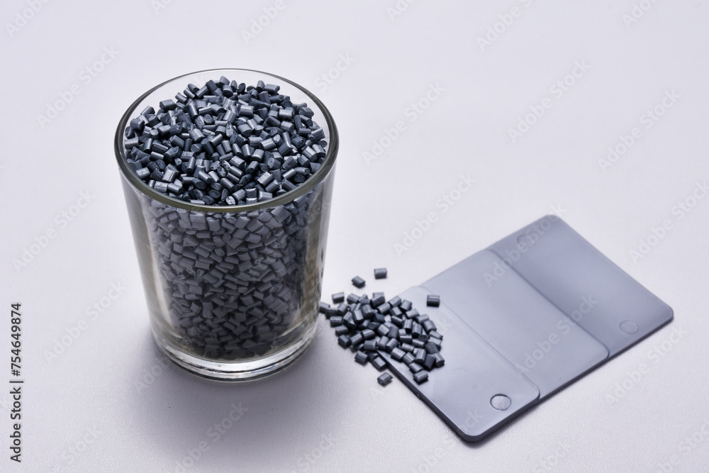 pearl silver masterbatch granules on a white background, equipped with ...