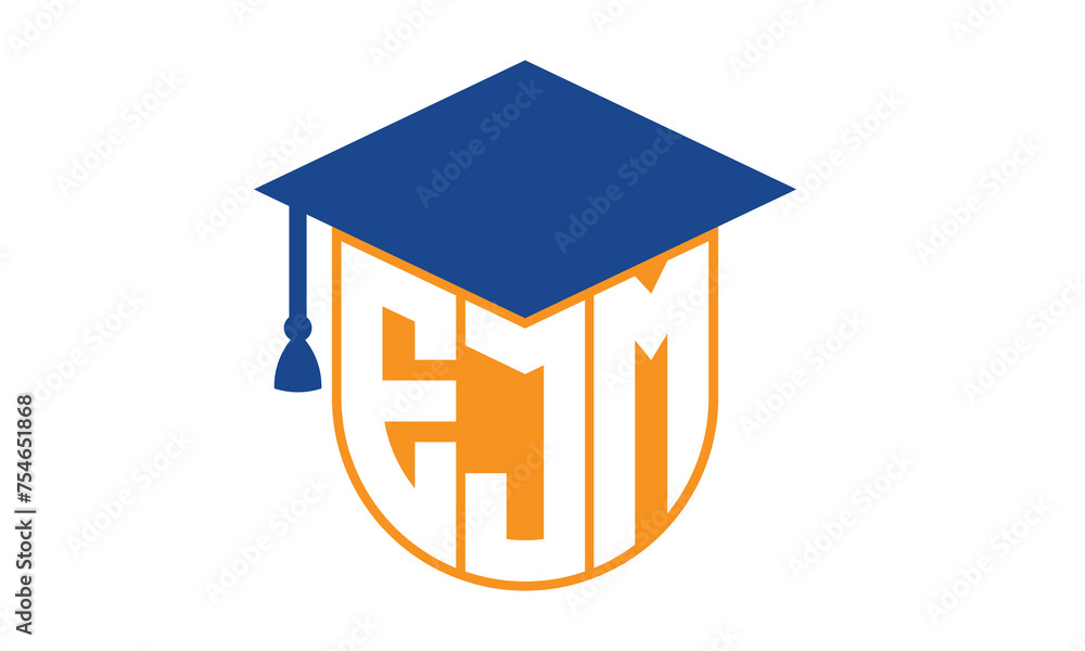 EJM initial letter academic logo design vector template. school college ...