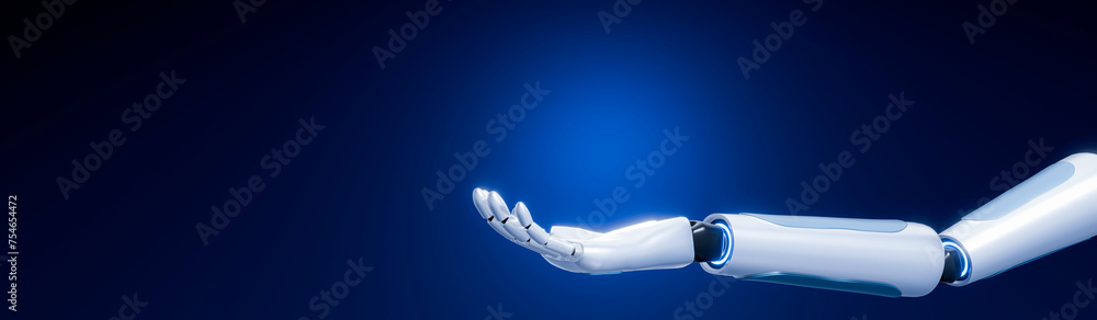A robot or android arm opens its hand like it is holding something in ...