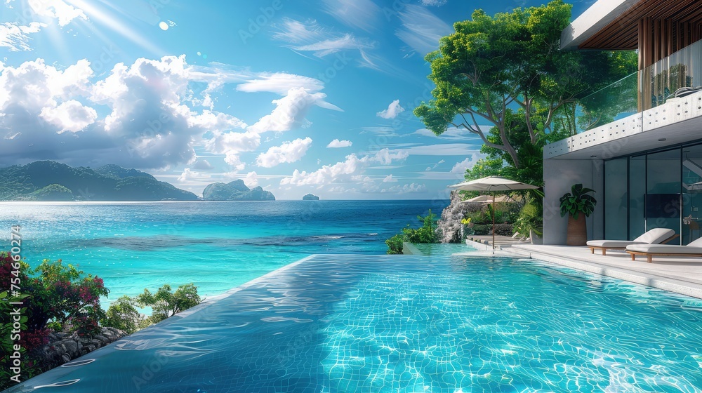 luxurious seaside resorts with infinity pools, private cabanas, and panoramic ocean views ...