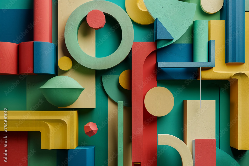 A 3D model of a series of abstract interlocking shapes that create a ...