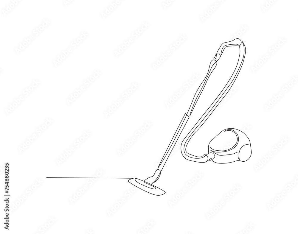 Continuous Line Drawing Of Electric Vacuum Cleaner Machine. One Line Of ...