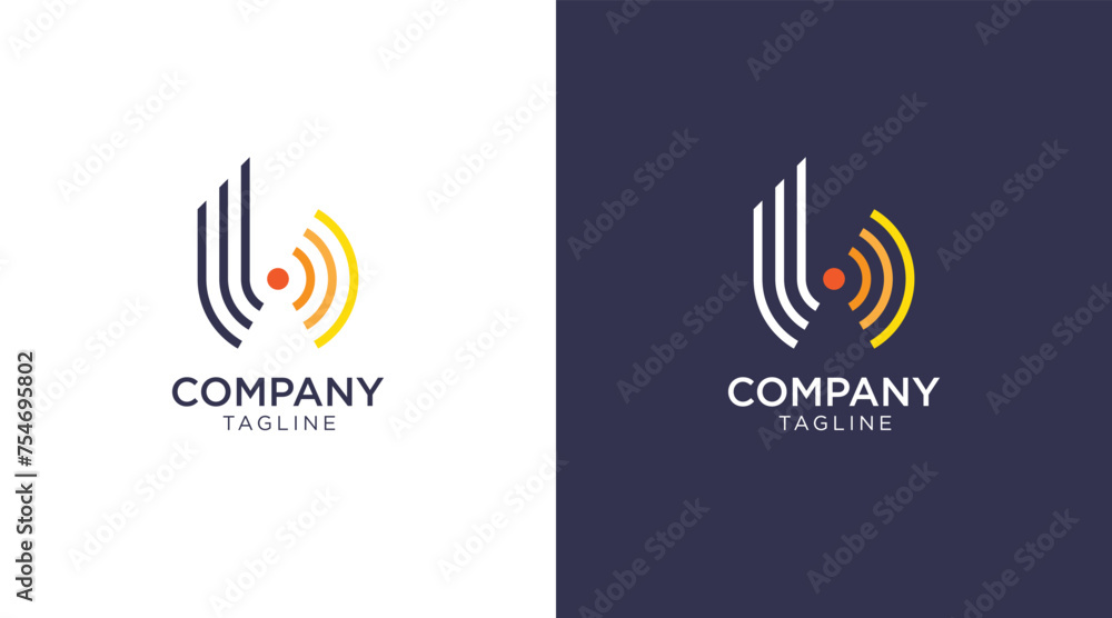 Letter B signal logo design concept. wifi sound signal connection ...
