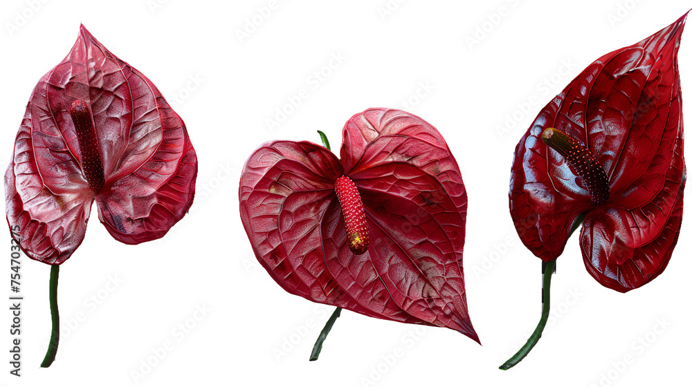 Anthurium Collection: Vibrant Tropical Flowers in Digital Art, Isolated ...