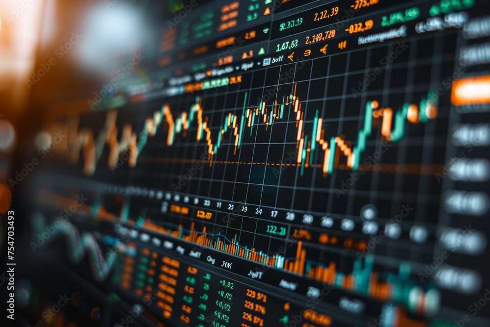 Investors view stock market charts and financial growth charts on ...