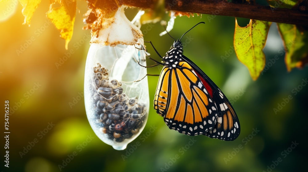 Fully developed butterflies lay eggs and undergo cocoon formation ...