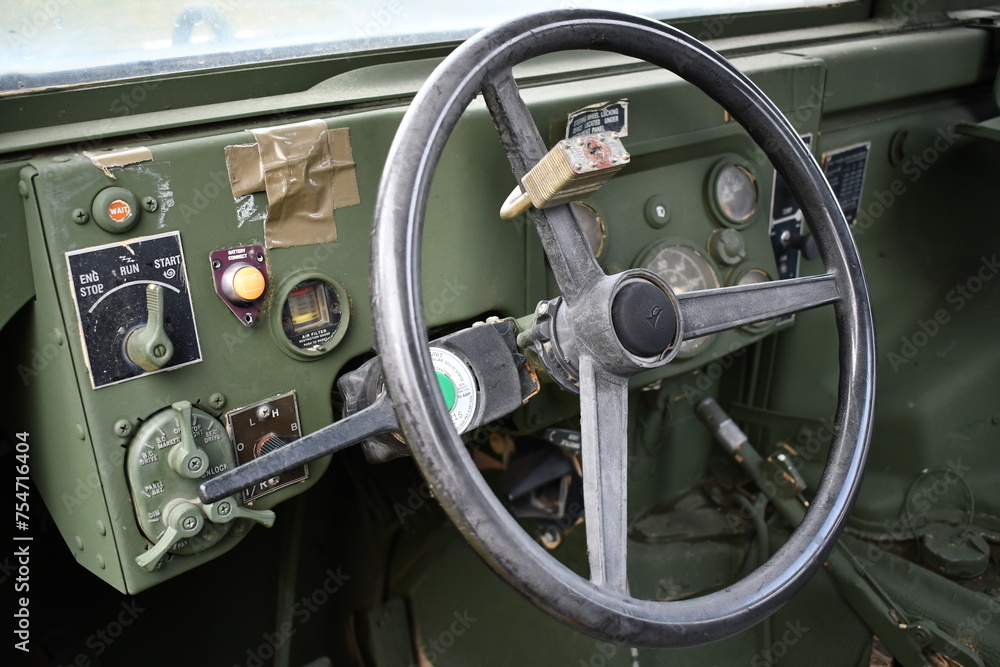 HMMWV interior, control panel, steering wheel, custom touches. Stock ...