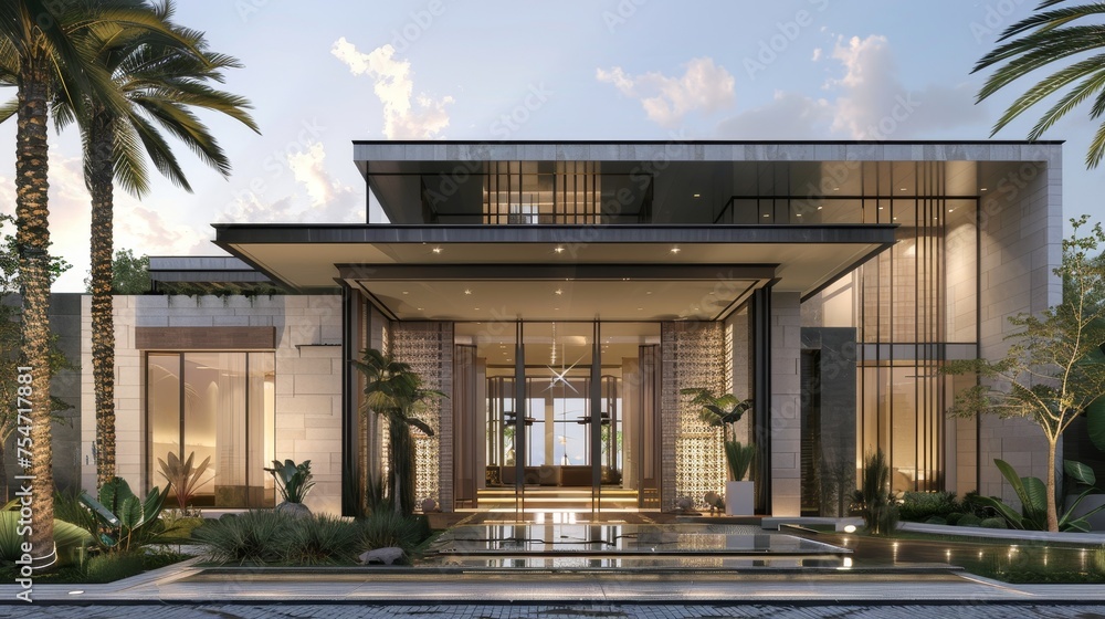 Luxurious and elegant exterior door design for a modern villa Stock Illustration | Adobe Stock