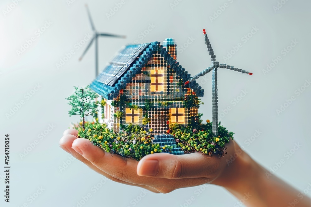 Smart Home Solar power generation EV Wallbox & Range. Renewable Green ...