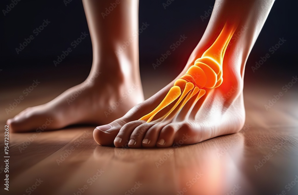 Joint diseases, hallux valgus, plantar fasciitis, heel spur, woman's ...