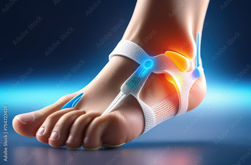 Joint diseases, hallux valgus, plantar fasciitis, heel spur, woman's ...
