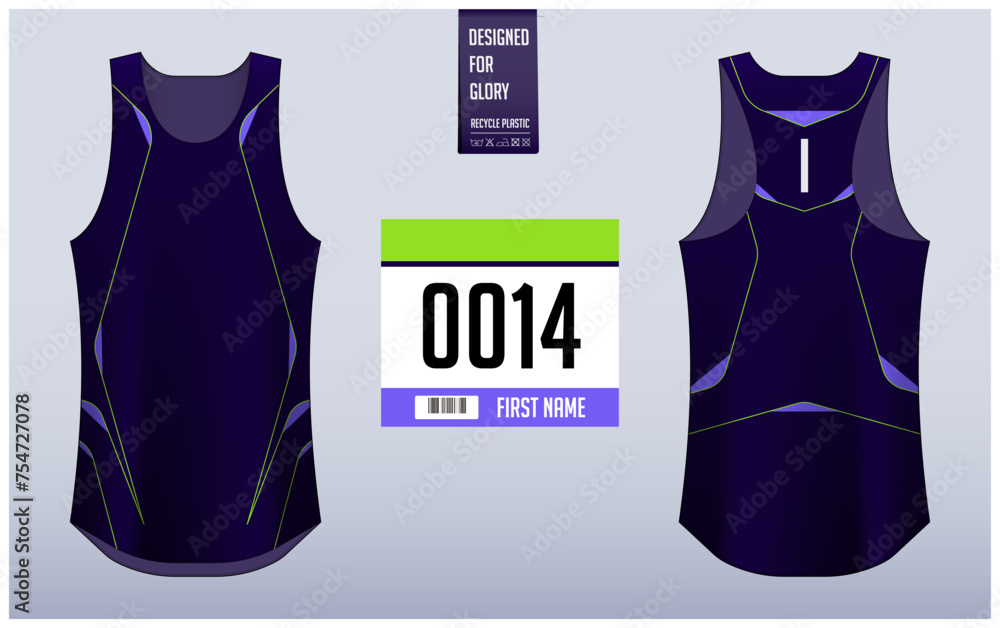 Running shirt design template, Tank top jersey mockup for athlete ...