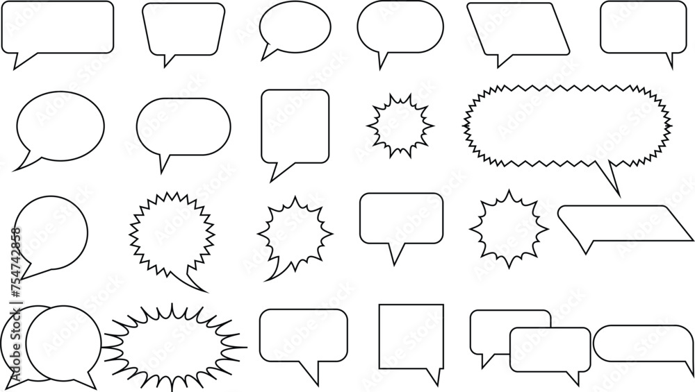 Set of comic speech bubbles. Empty comic speech ballons and elements in ...