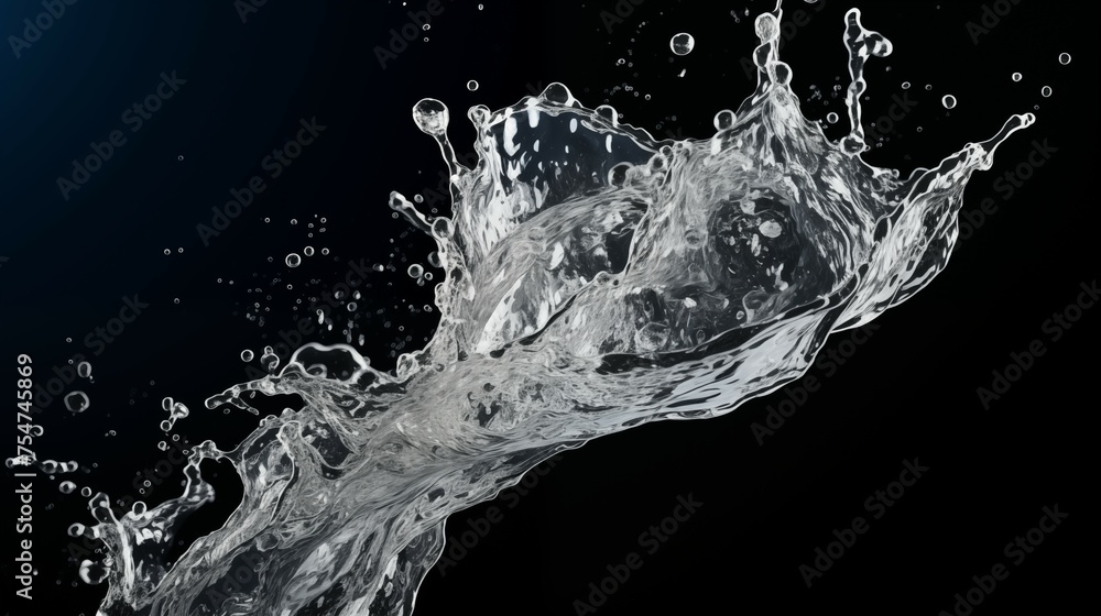 Liquid Dynamics: High-Speed Capture of a Water Splash Against a Dark ...