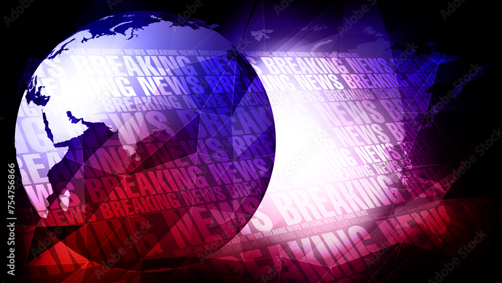 News breaking news text and world map display global news background ...