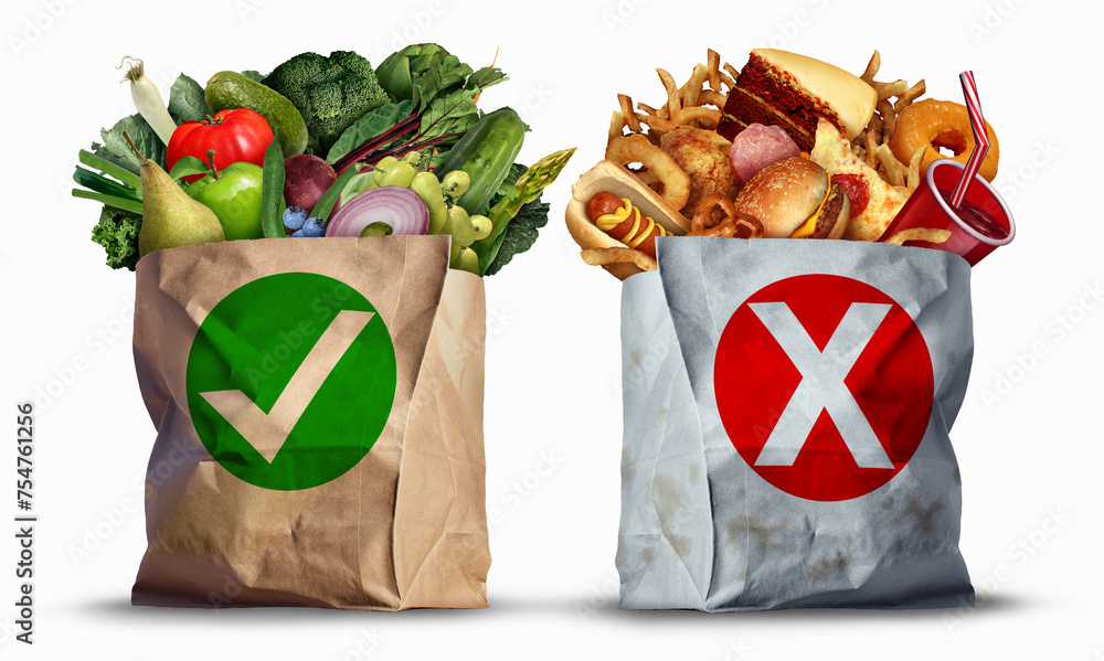 Healthy And Unhealthy Food choices as a lifestyle decision between ...