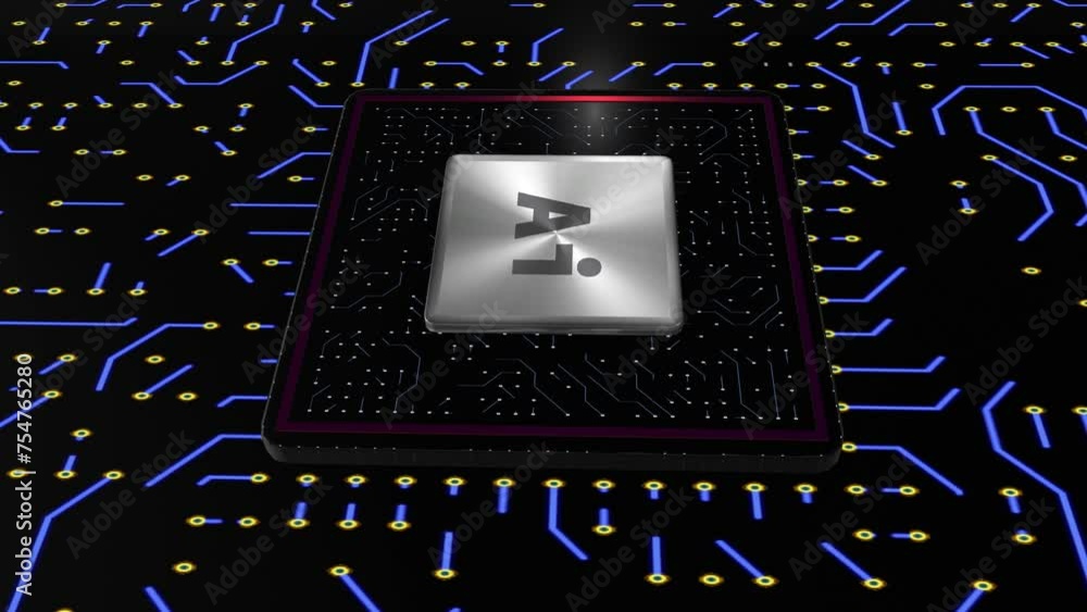 Abstract printed circuit board animation with animated conductor paths ...