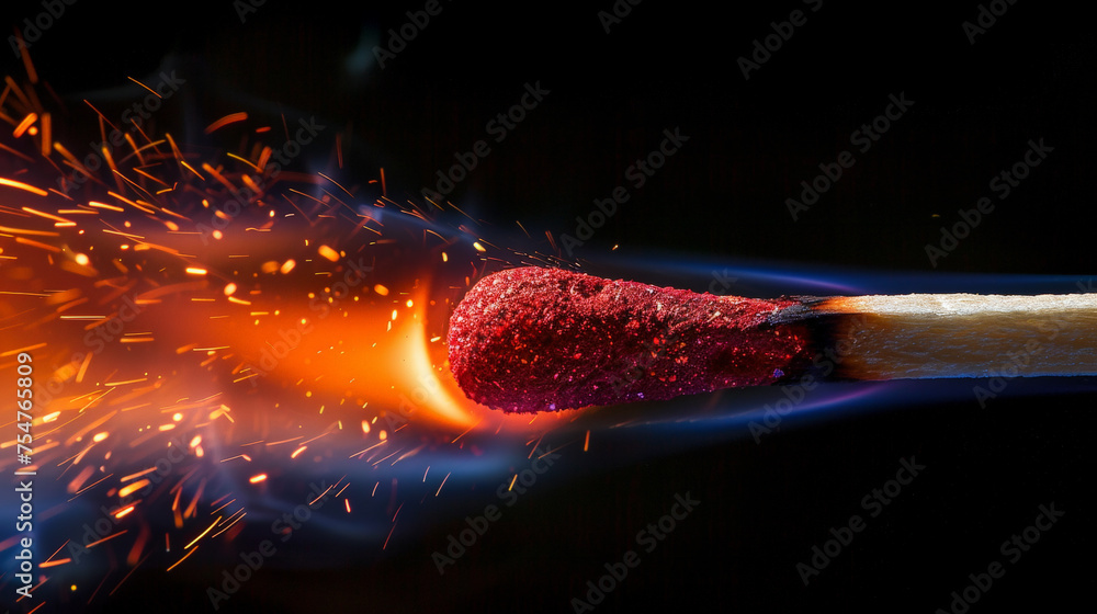 Igniting Crimson: The Moment of Combustion. Generative AI Stock Illustration | Adobe Stock