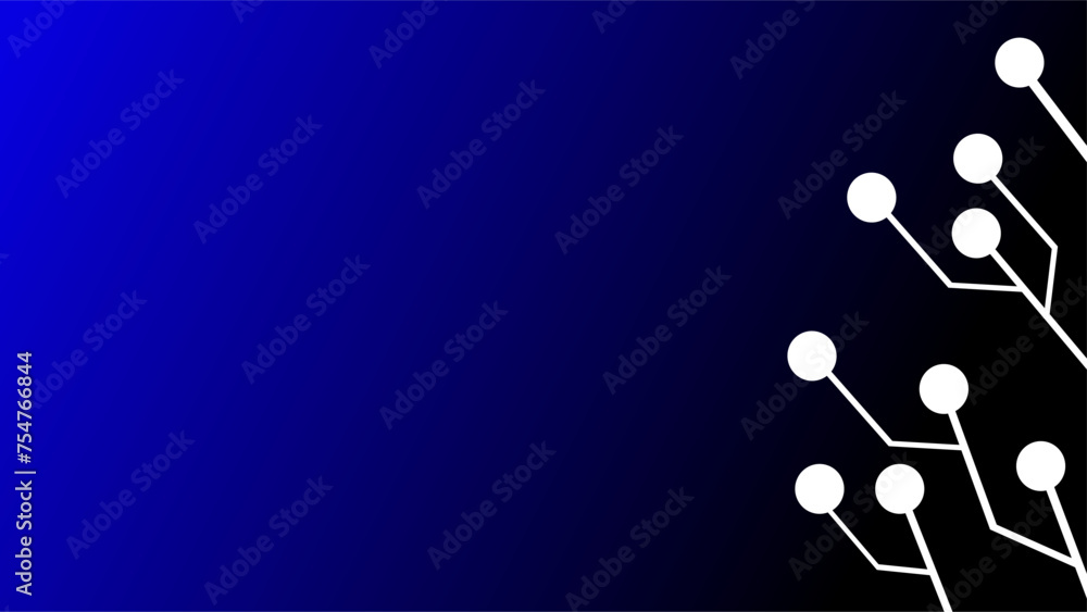 Simple cyber elements lines over the side of a dark blue gradient ...