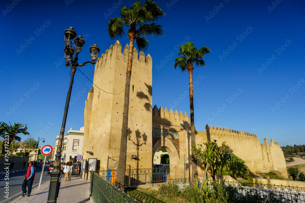 walls and gate of the historical royal palace, Fes el-Jdid, Fez ...
