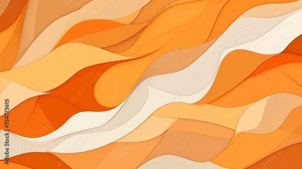 Shades of orange form a seamless pattern within a torn paper section ...